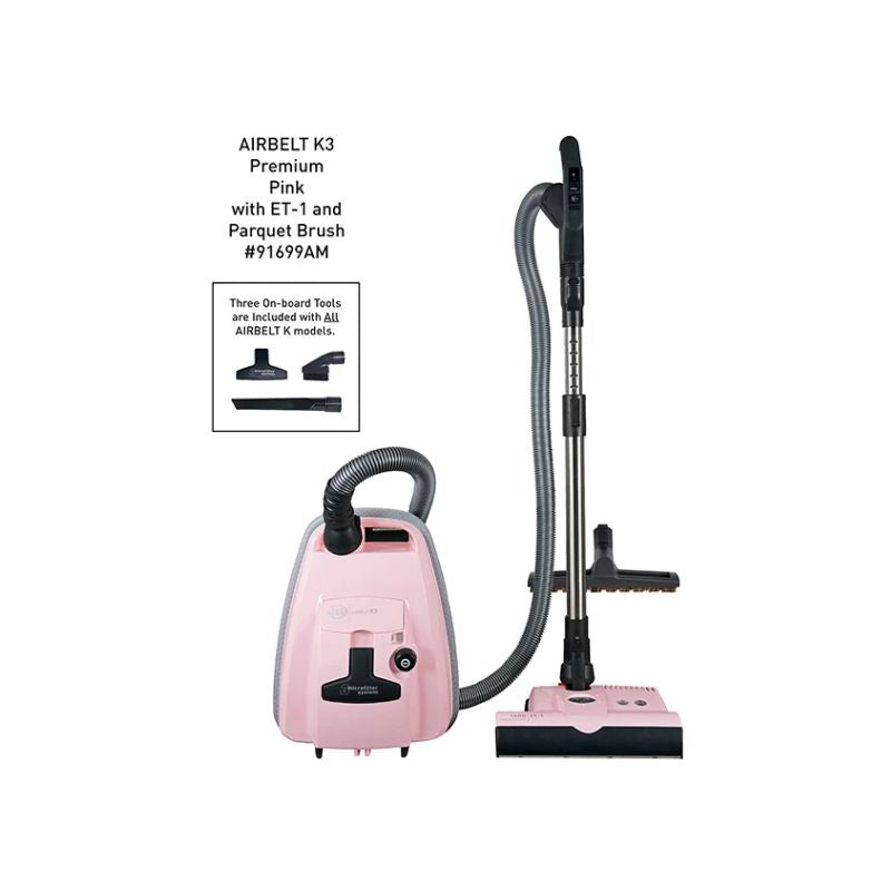 SEBO AIRBELT K3 Premium Canister Vacuum Cleaner Pastel Pink 91699AM ...